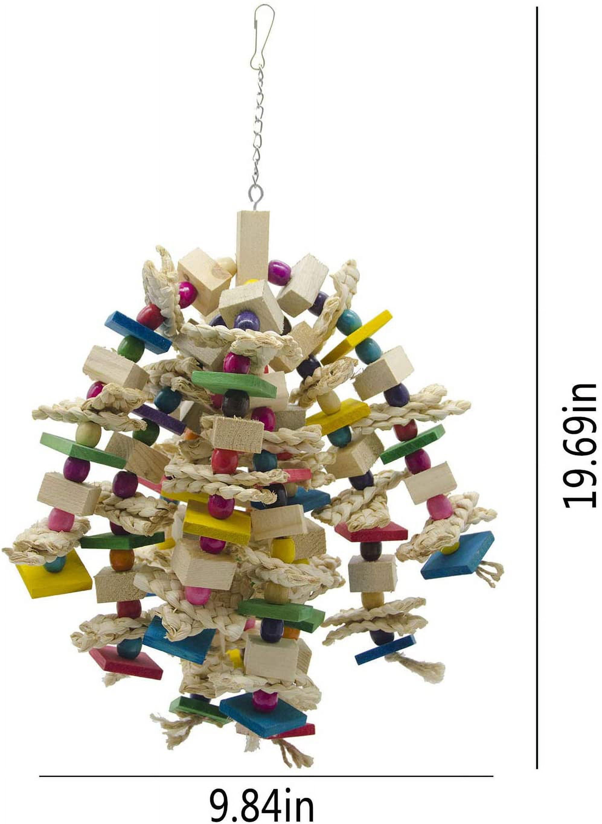 Large Parrot Chewing Toy - Durable Wood Blocks & Knots for African ...