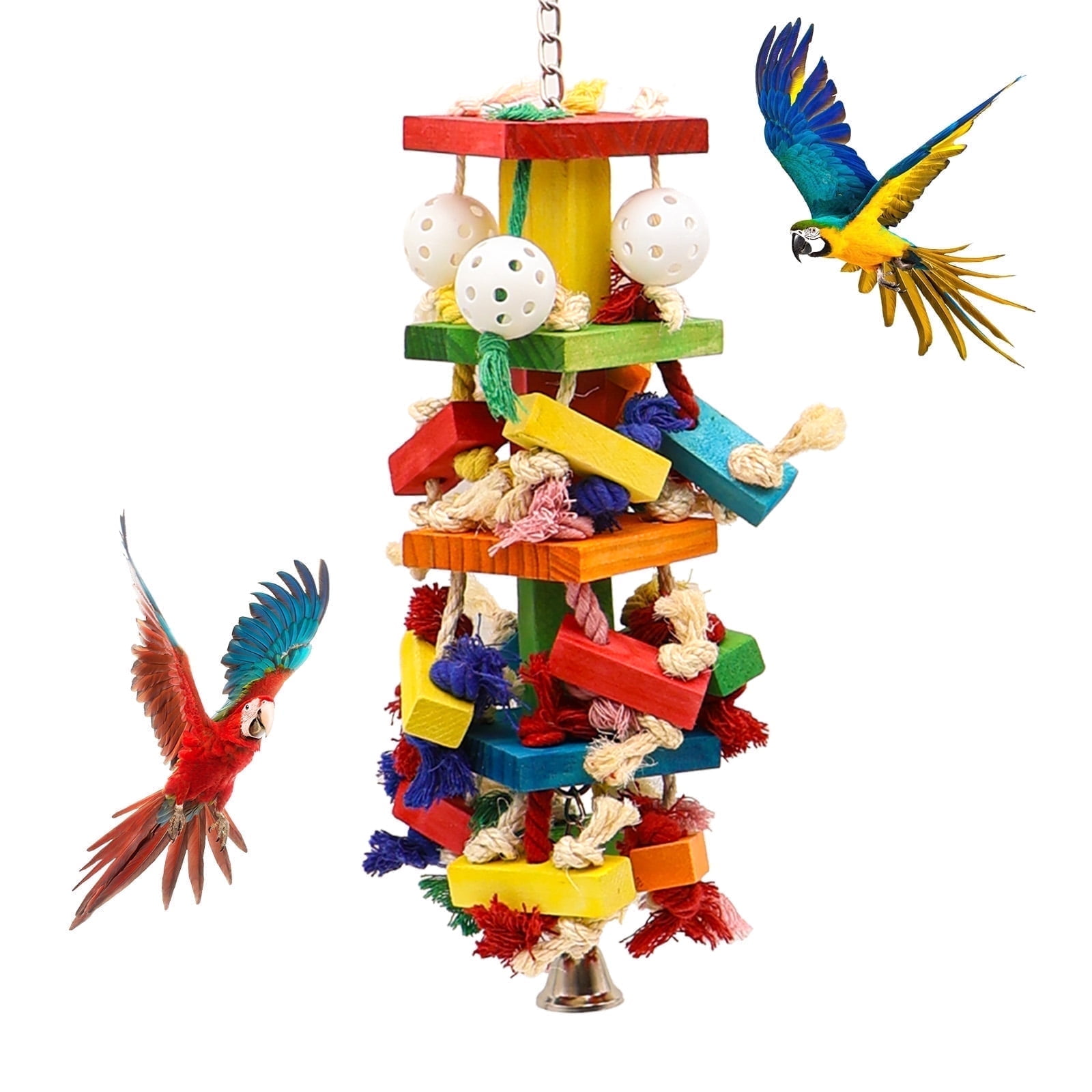 Large Parrot Toy, Bird Parrot Toy, Multicolored Natural Wooden Bird ...