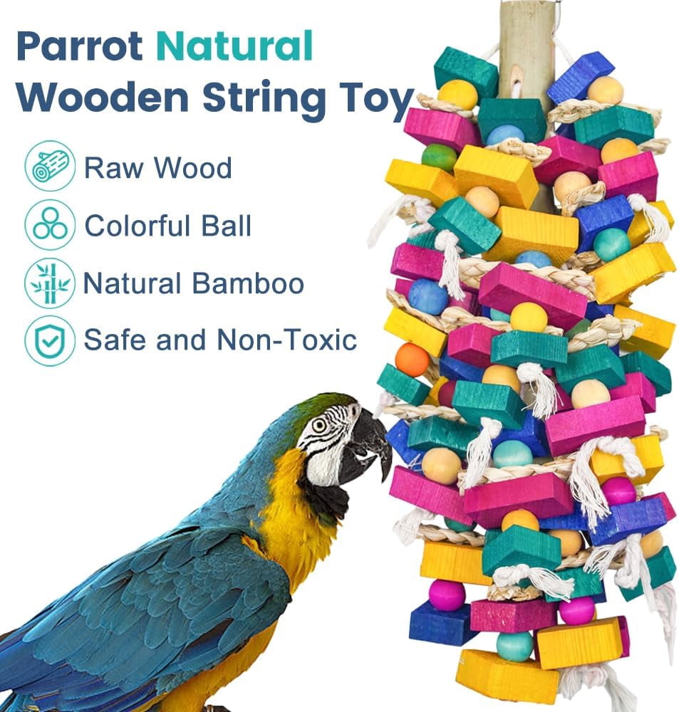 Large Parrot Toys for Macaw Cockatoo Birds Chewing Climbing Natural ...