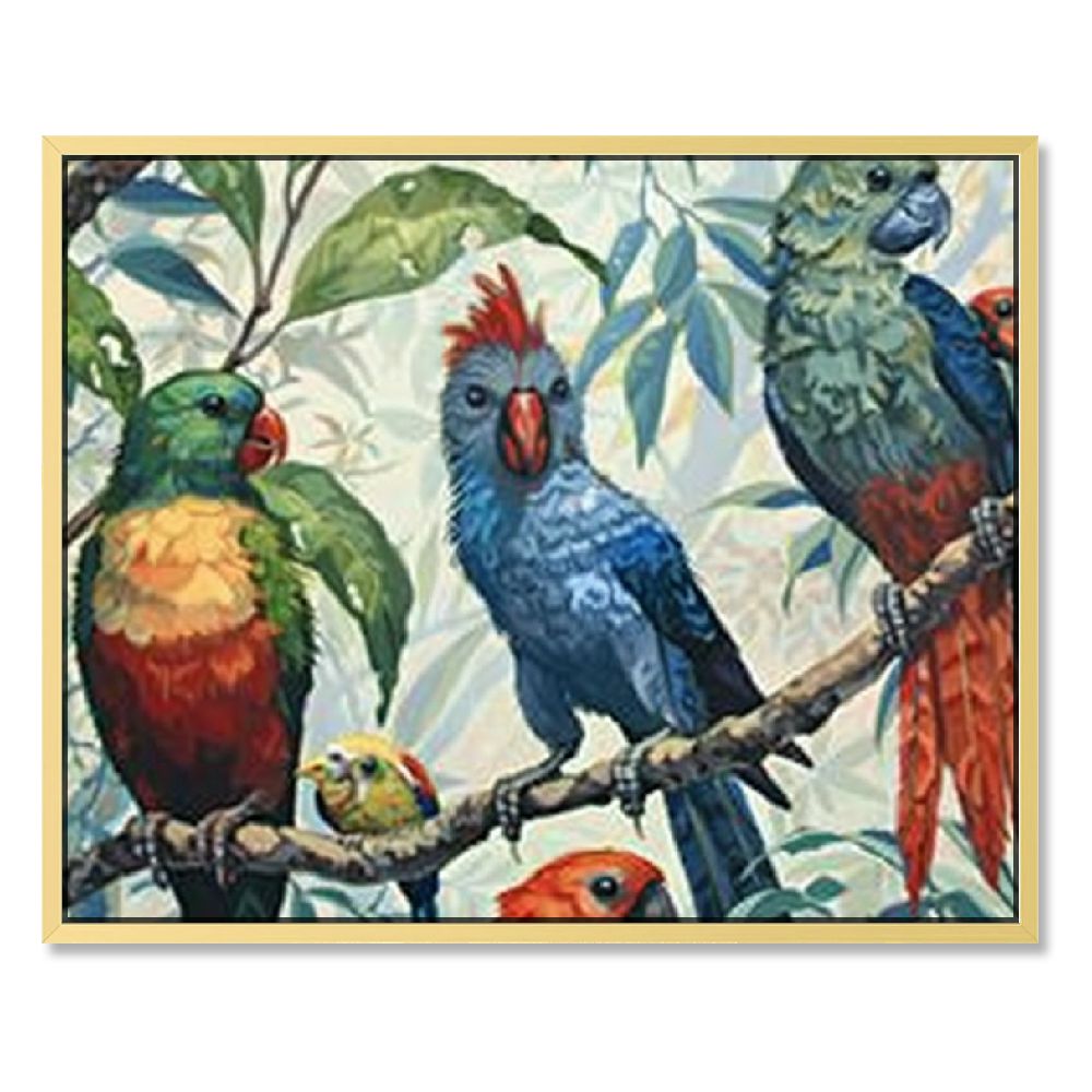 Large Parrot Tropical Birds Canvas Wall Art Rainbow Parrots on the Branch Rainforest Picture ...