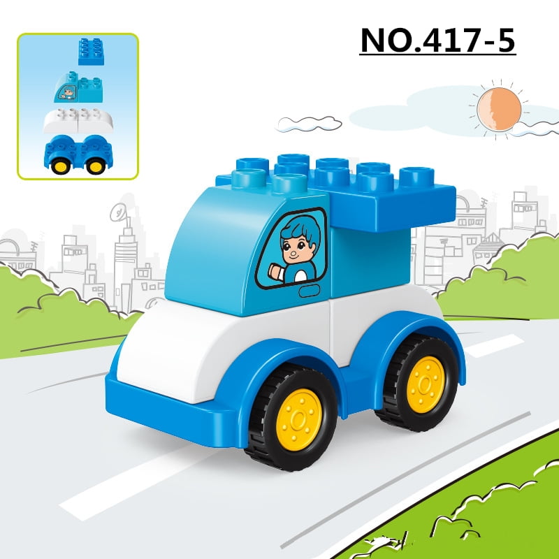 Large Particle Building Blocks Car Creative City Construction Forklift ...