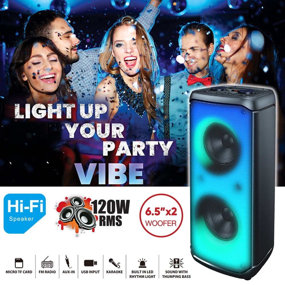 Large Party Portable Bluetooth Wireless Speaker System with LED Lights ...