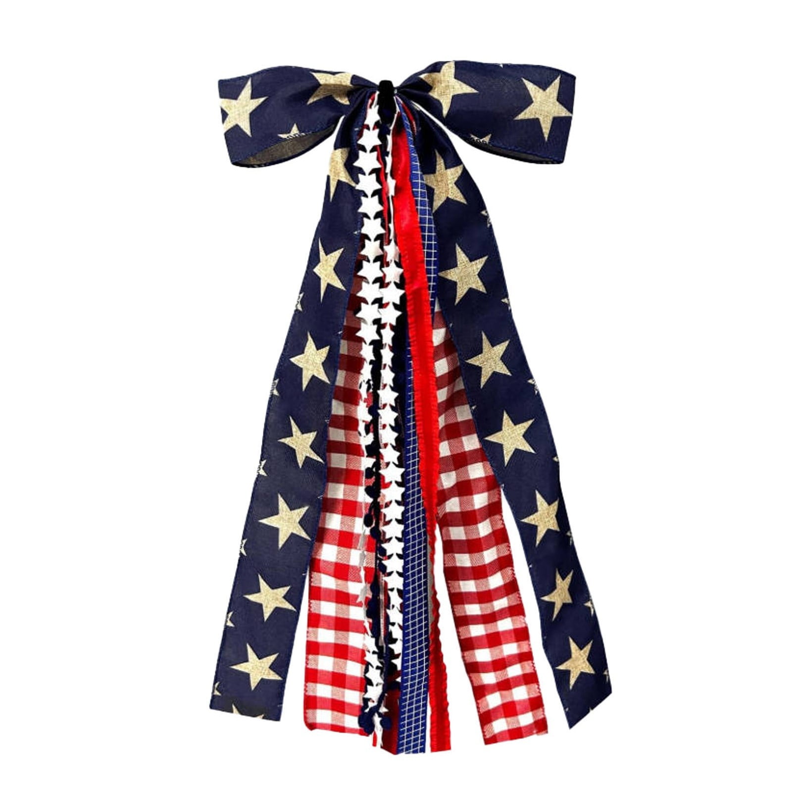 Large Patriotic Star Ribbon Bow For Wreath Red White Plaid Fabric ...