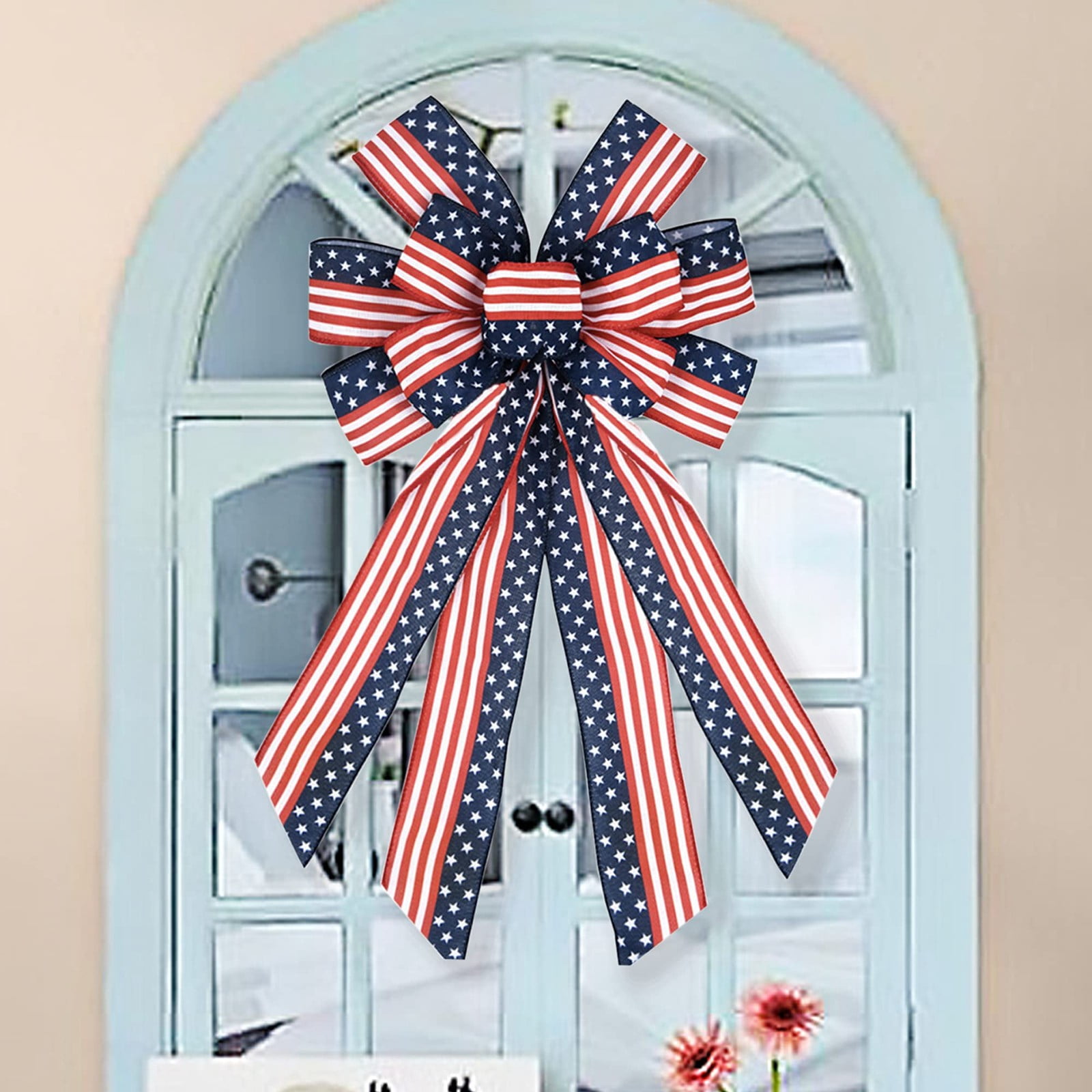 Large Patriotic Wreath Bows, Red, Blue, White Stars and Stripes ...