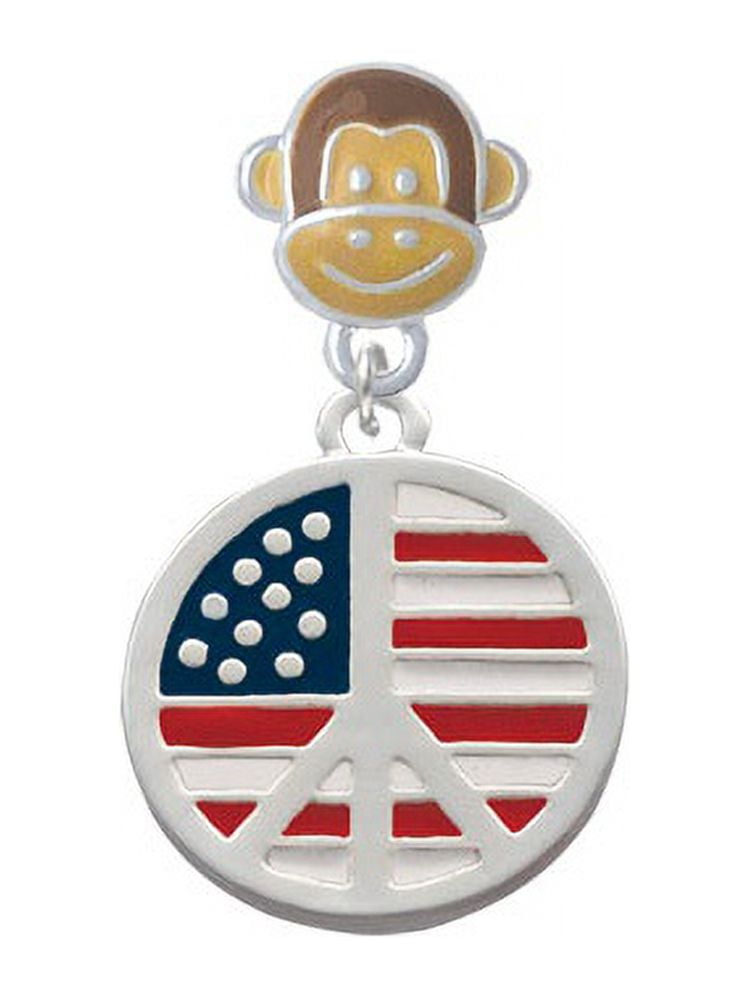 Large Peace Sign with USA Flag - Monkey Face Charm Bead - Walmart.com