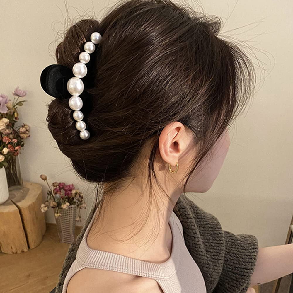 Large Pearl Hair Claw Clips for Women Girls Hair Barrette Clamps for ...