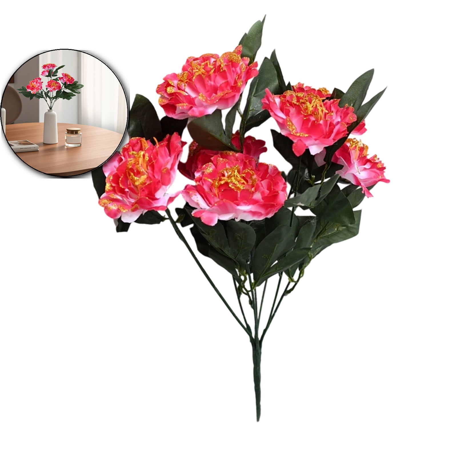 Large Peonies Artificial Flowers, Fake Silk Peony with Long Stem, Faux ...
