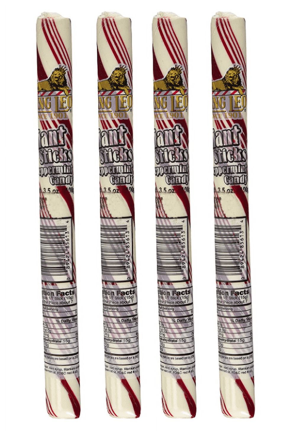 Large Peppermint Candy Stick, Pack of 4, 3.5 Ounce Each, Red White ...