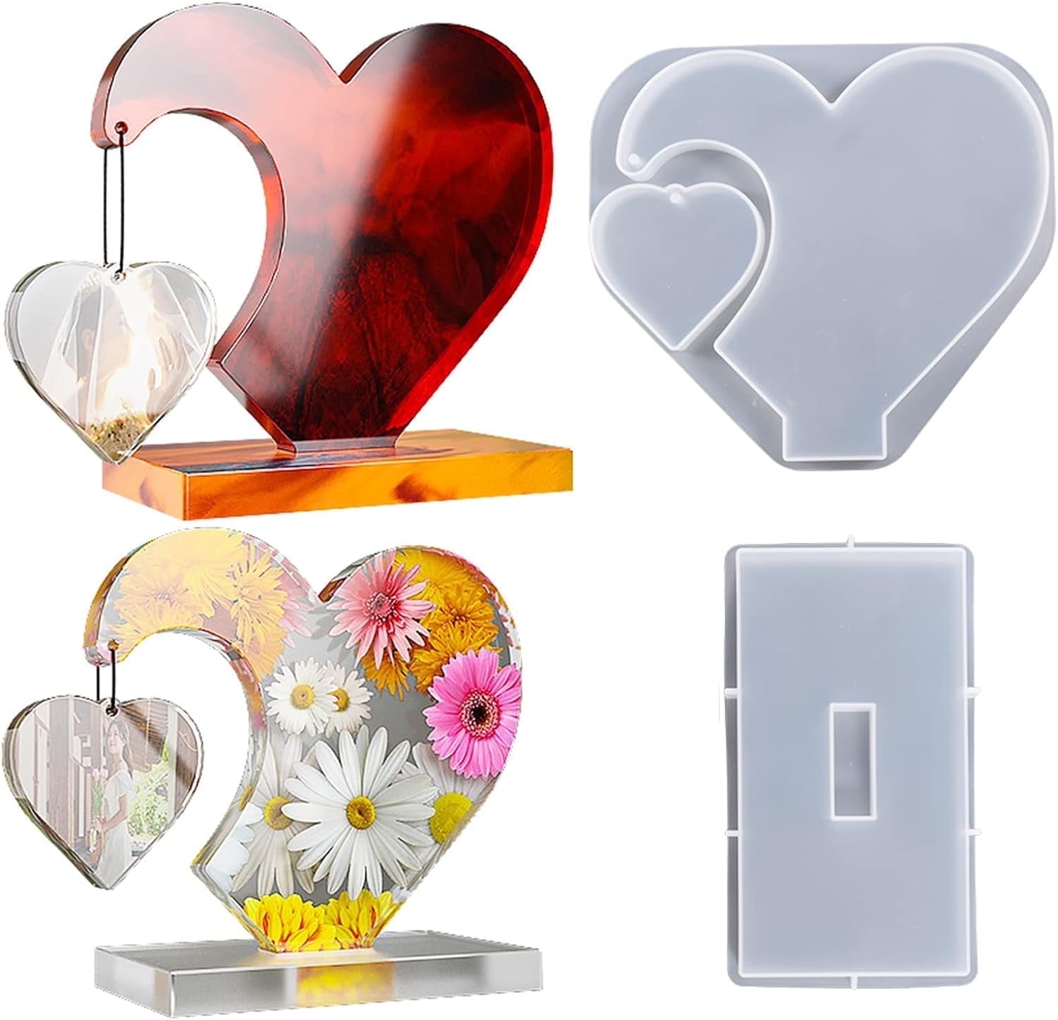 Large Photo Frame Resin Molds, Heart Shape Silicone Molds for Mother's ...