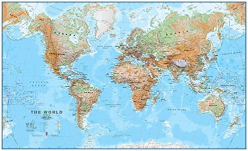 Large Physical World Wall Map - Laminated - 36 x 48 - Walmart.com