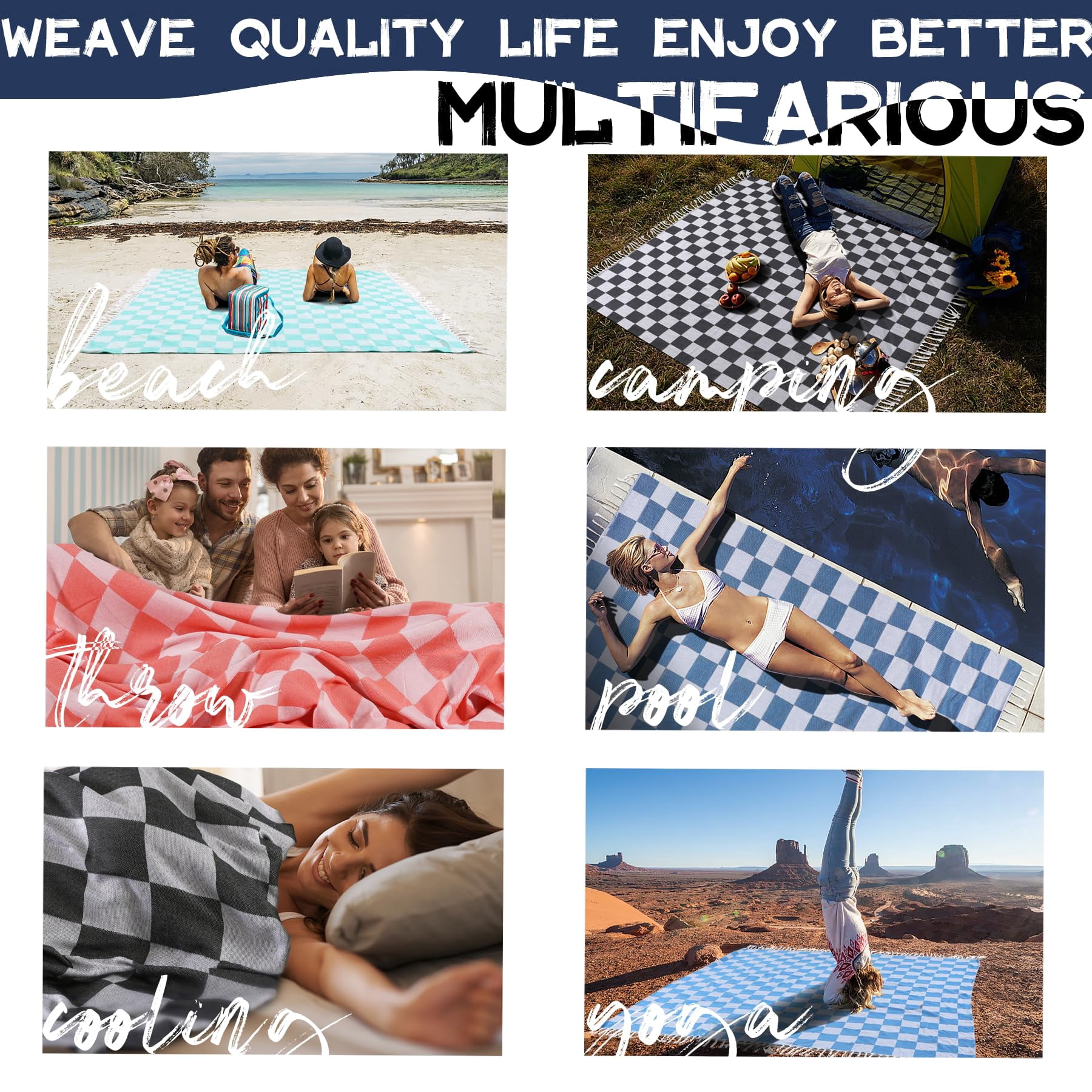 Large Picnic Blanket Outdoor Law Park Patio Mat Manta para Soft Car ...