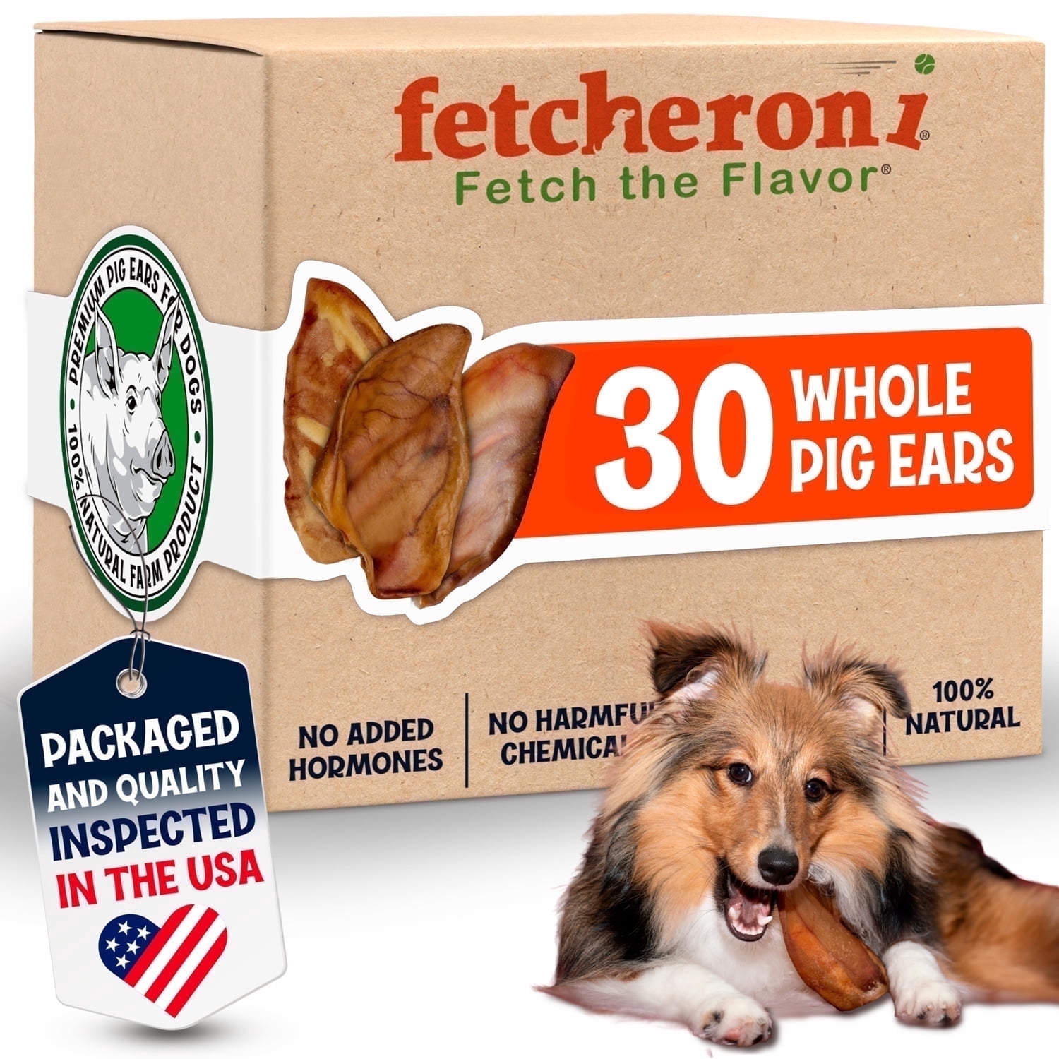 Large Chewy Pig Ears for Dogs, 30 Pack - Single Ingredient, Natural ...