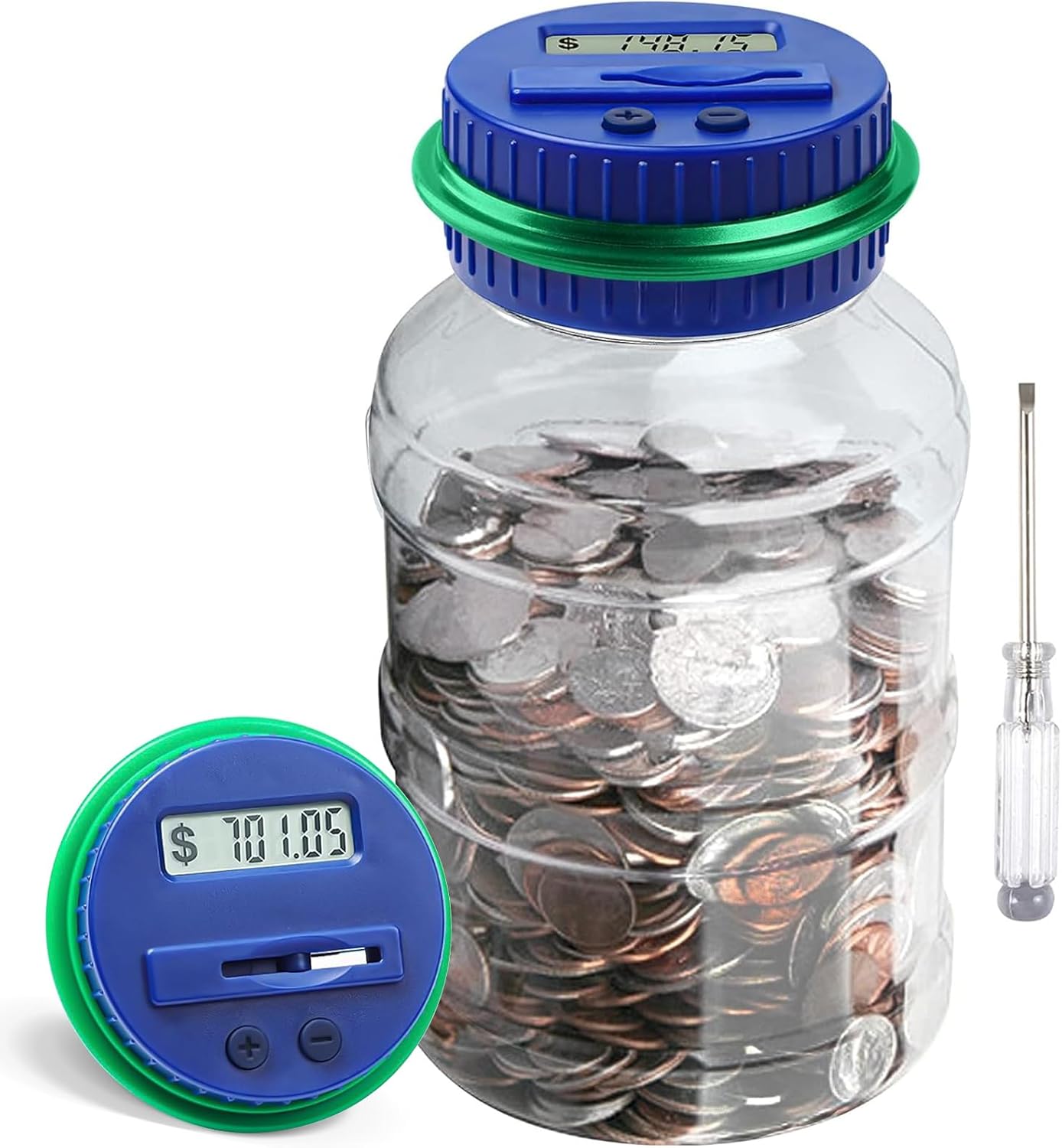 Large Piggy Bank for Adults Kids, Digital Coin Counting Bank with 1.8L ...