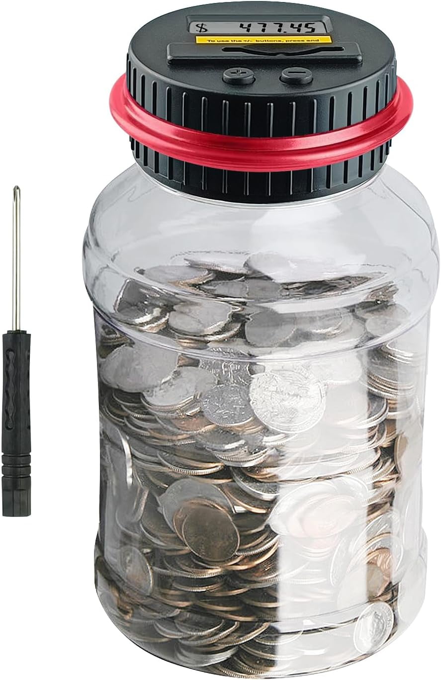 Large Piggy Banks for Adults, Digital Counting Money Jar,Capacity Coin ...