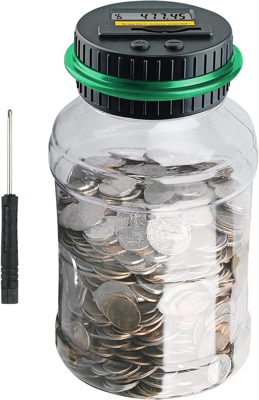 Large Piggy Banks for Adults, Digital Counting Money Jar,Capacity Coin ...