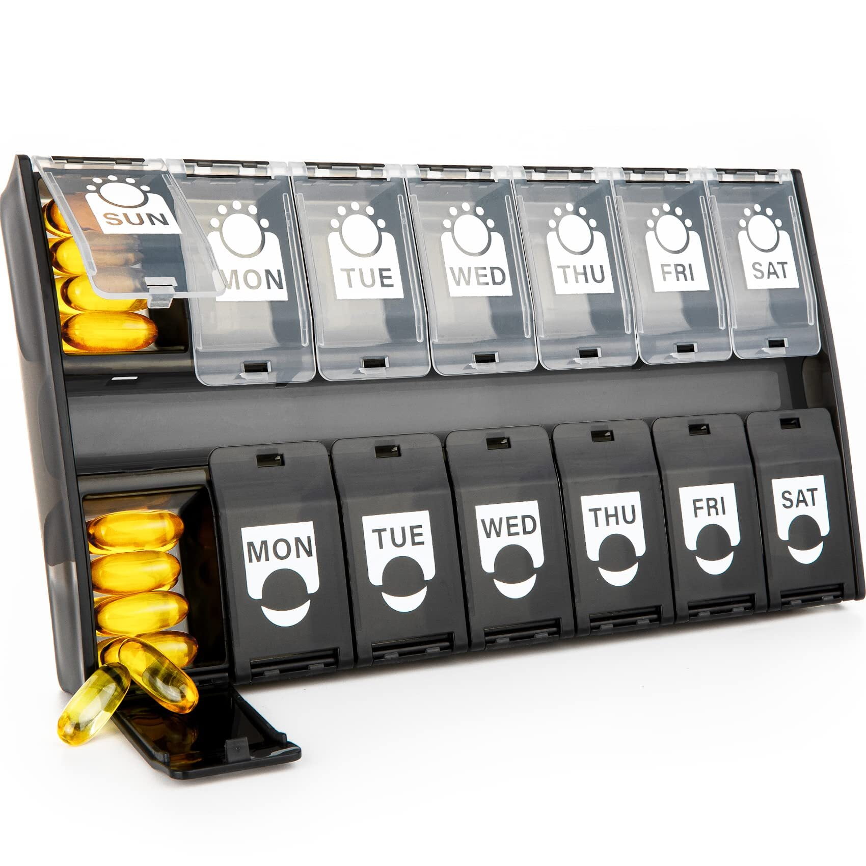 Walmart's Large Weekly Pill Box, 2x Daily Dispenser, Medicine Vitamin ...