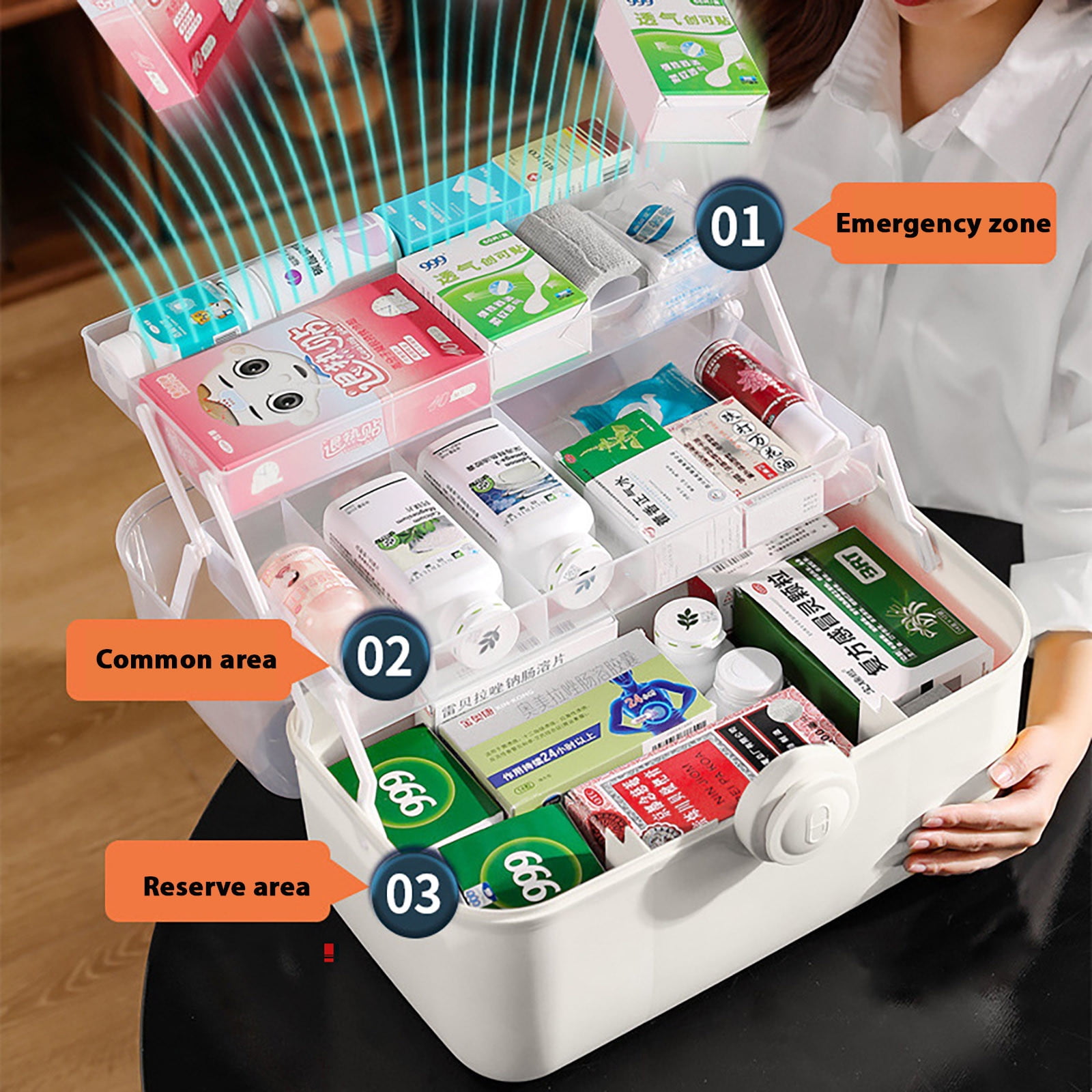Large Pill Organizer, 9 Compartments Portable Travel Pill Box Case ...