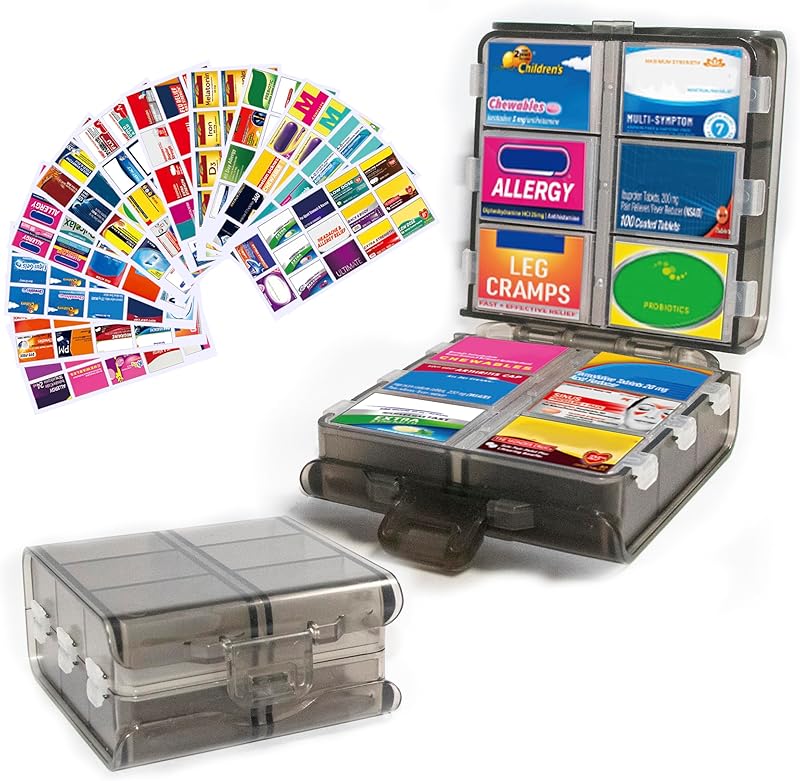 Large Pill Organizer with Medicine Labels, Pill Dispenser 12 ...