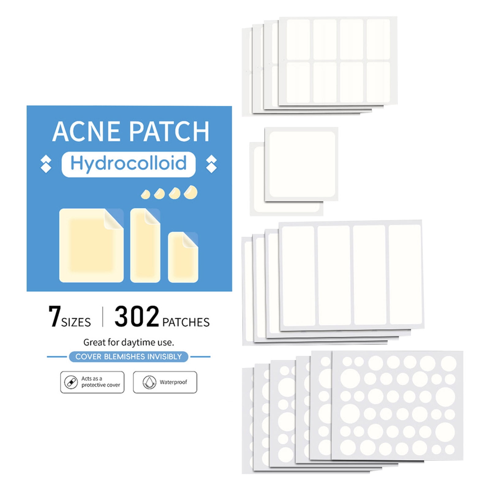 Large Pimple Patches for Face, 7 Sizes Acne Patches, Big Hydrocolloid ...