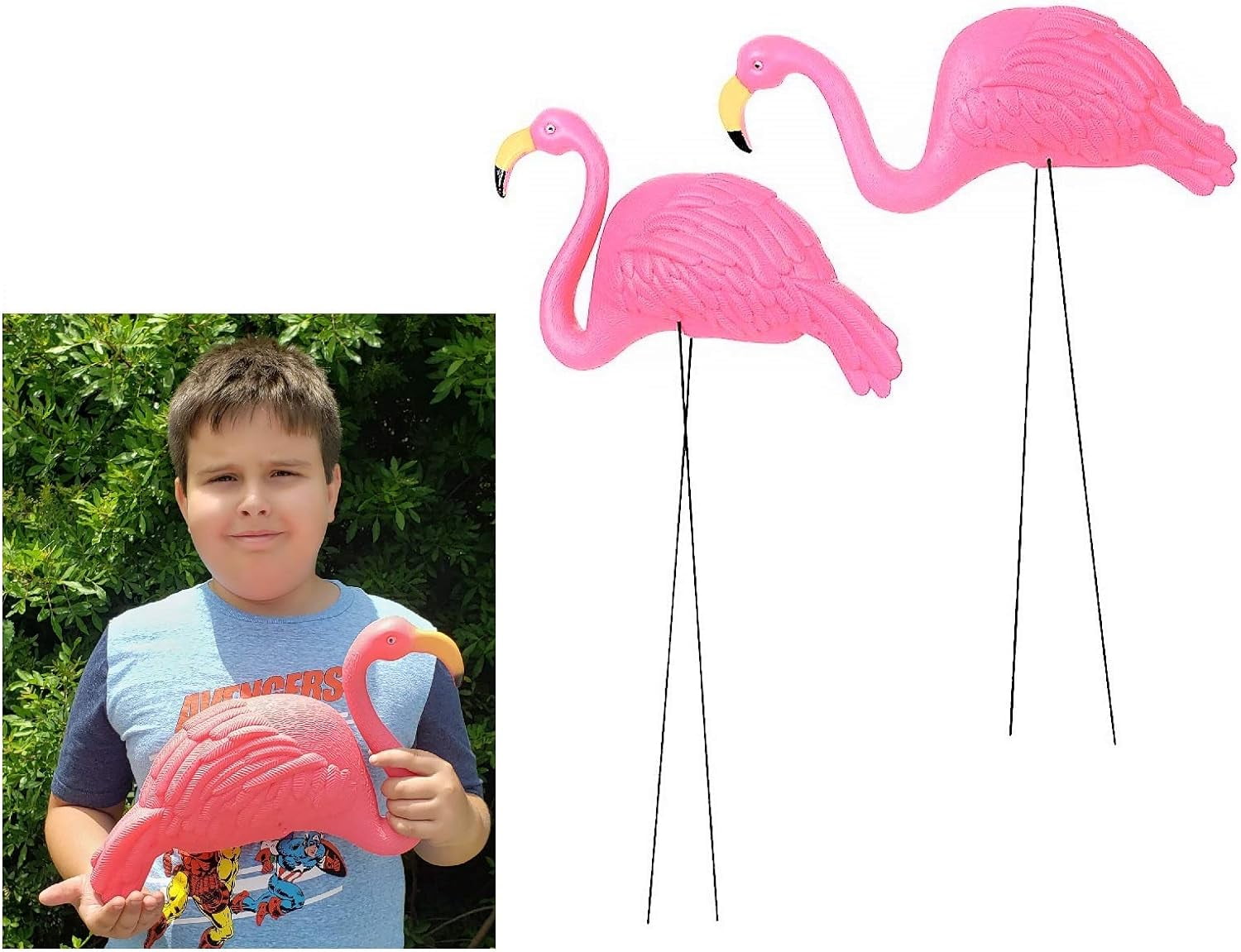 Large Pink Flamingo Yard Ornaments (Pack of 2 Different Designs) Tall ...
