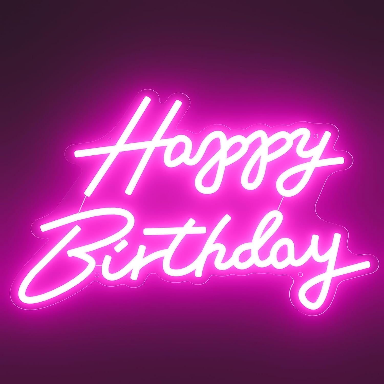 Large Pink Happy Birthday Neon Sign, 23.5 X 14.7in Led Light Up Sign ...