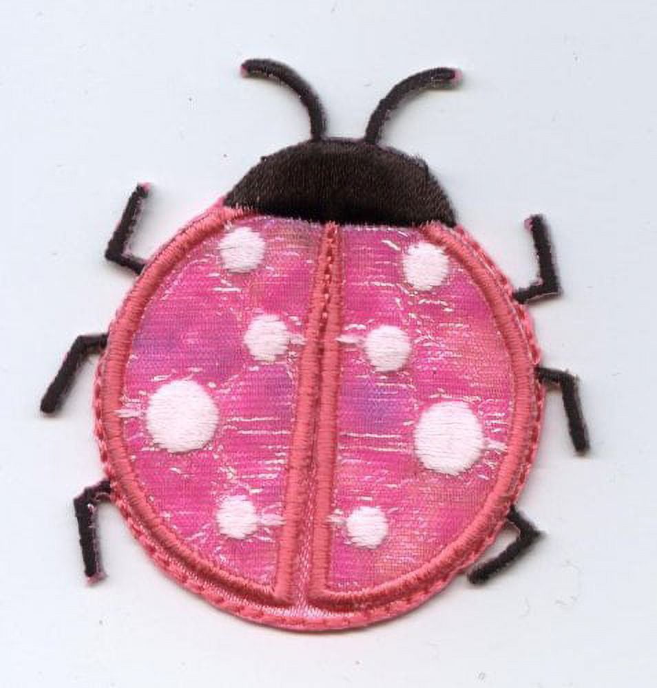 Large - Pink Satin Ladybug - Iron On Embroidered Applique Patch ...
