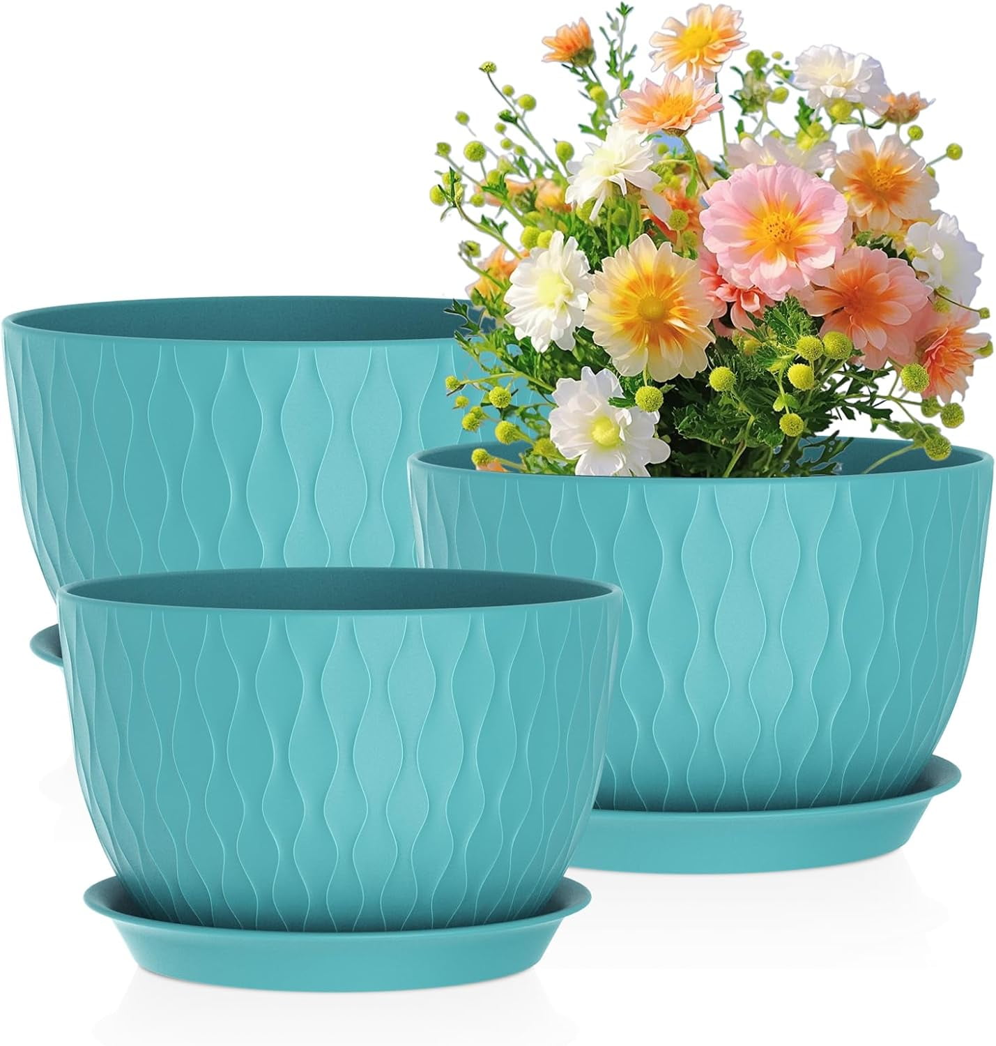 Large Plant Pots 12/10/9 inch, 3 Pack Big Flower Pots for Outdoor ...