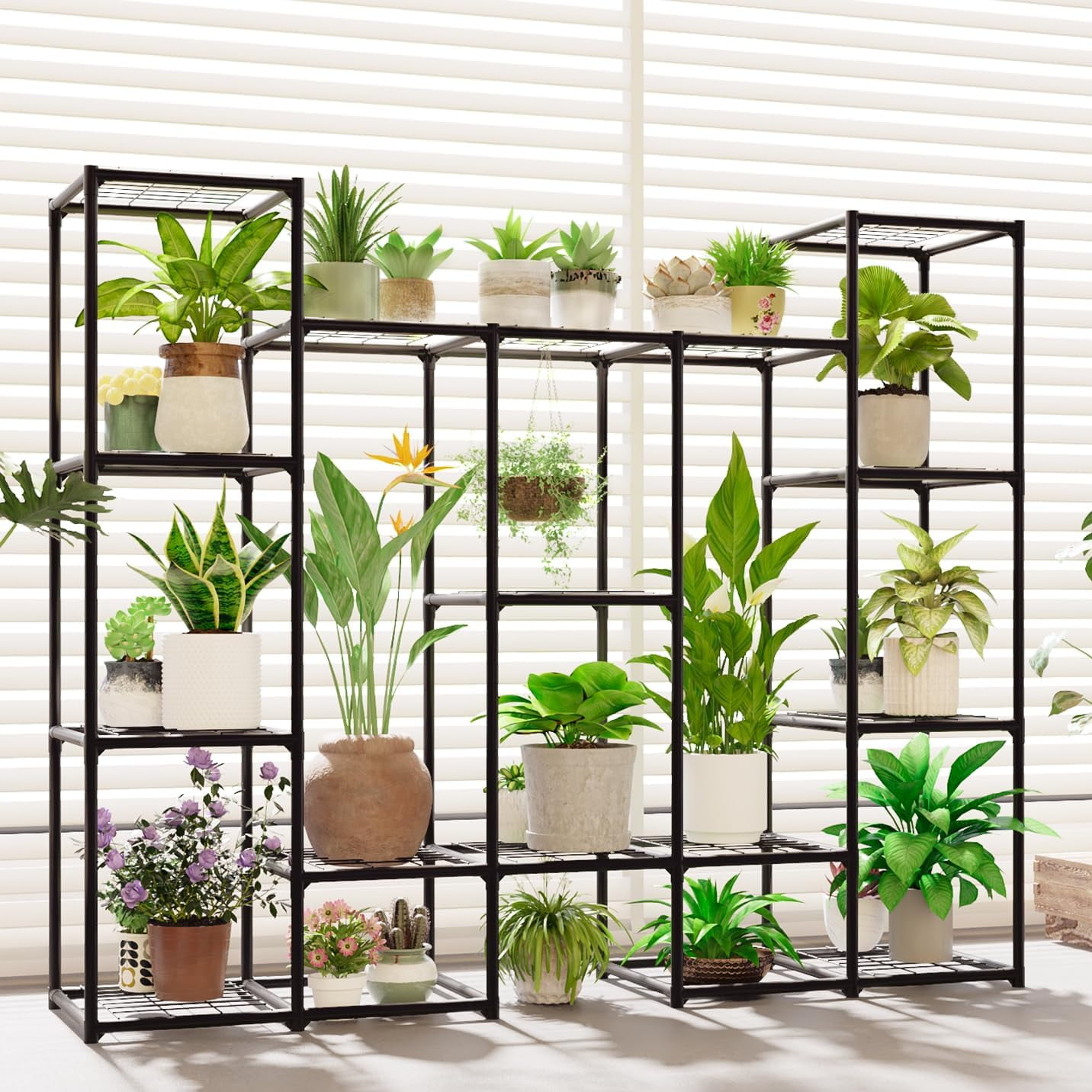 Large Plant Stand Indoor Outdoor Metal Plant Shelf Waterproof Plant ...