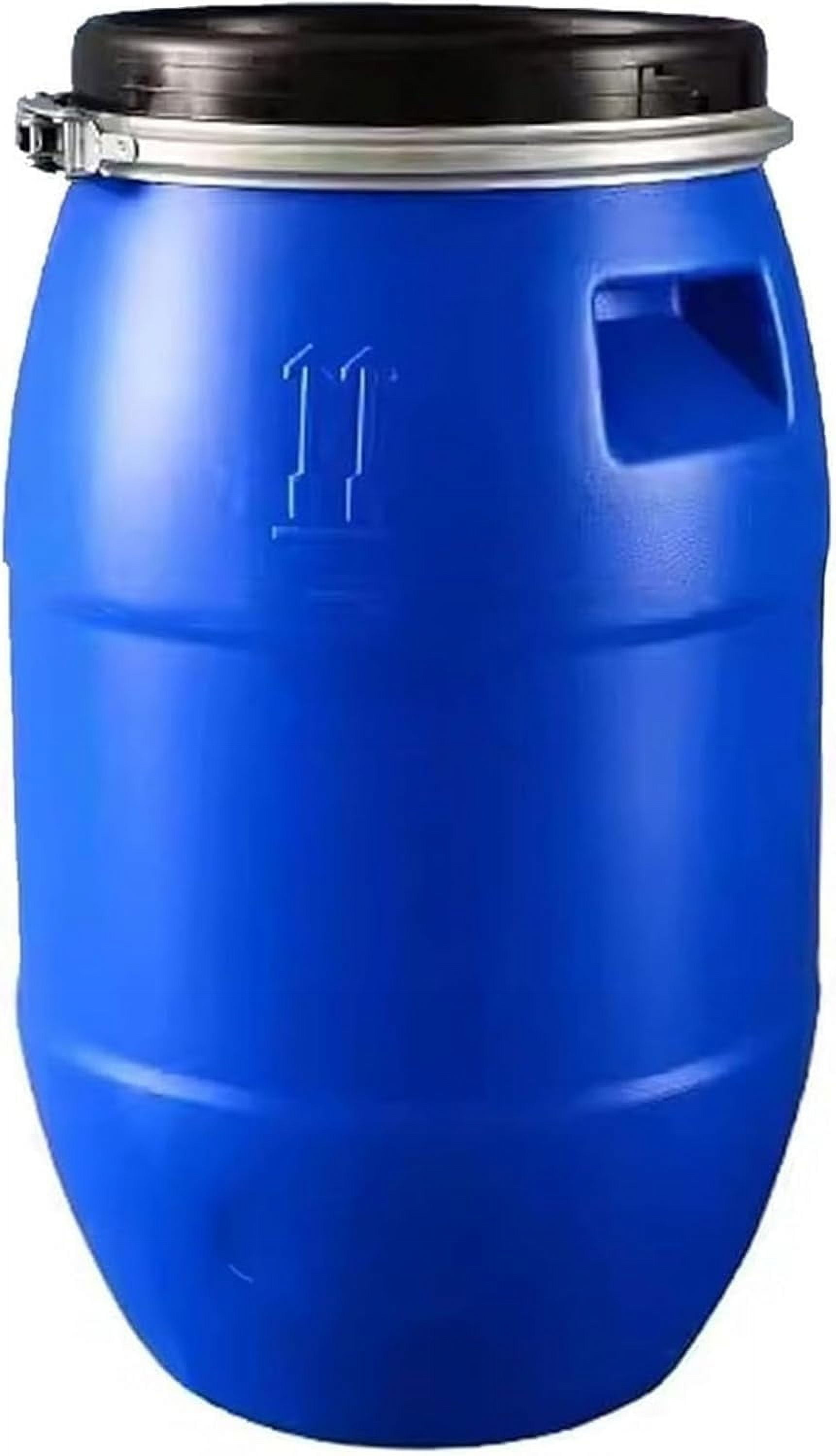 Large Plastic Blue Open Top Storage Barrel Drum Keg with Lid and Latch ...