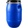 Large Plastic Blue Open Top Storage Barrel Drum Keg with Lid and Latch ...
