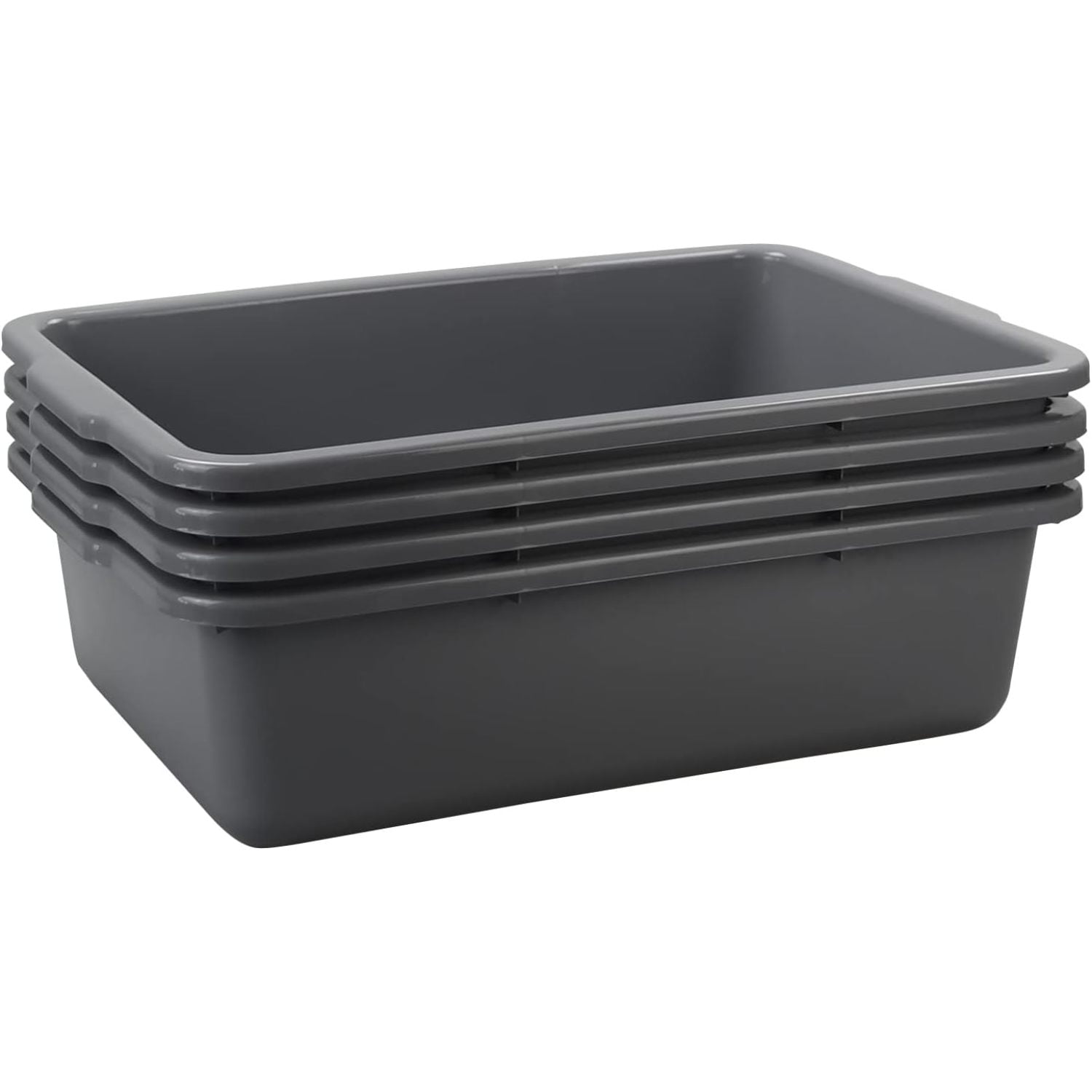 Large Plastic Bus Boxes, Gray Commercial Plastic Tubs, 32 L, 4-Pack ...