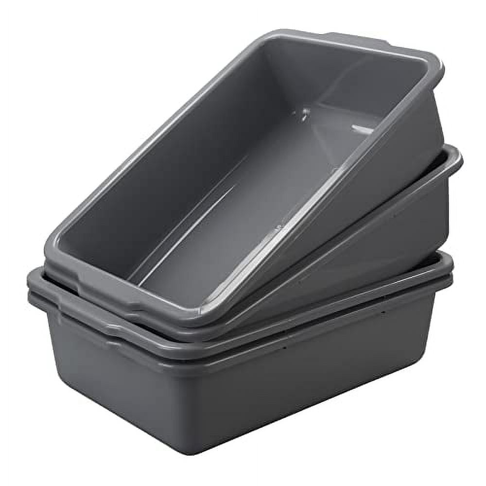 Large Plastic Bus Boxes, Gray Commercial Plastic Tubs, 32 L, 4-Pack ...