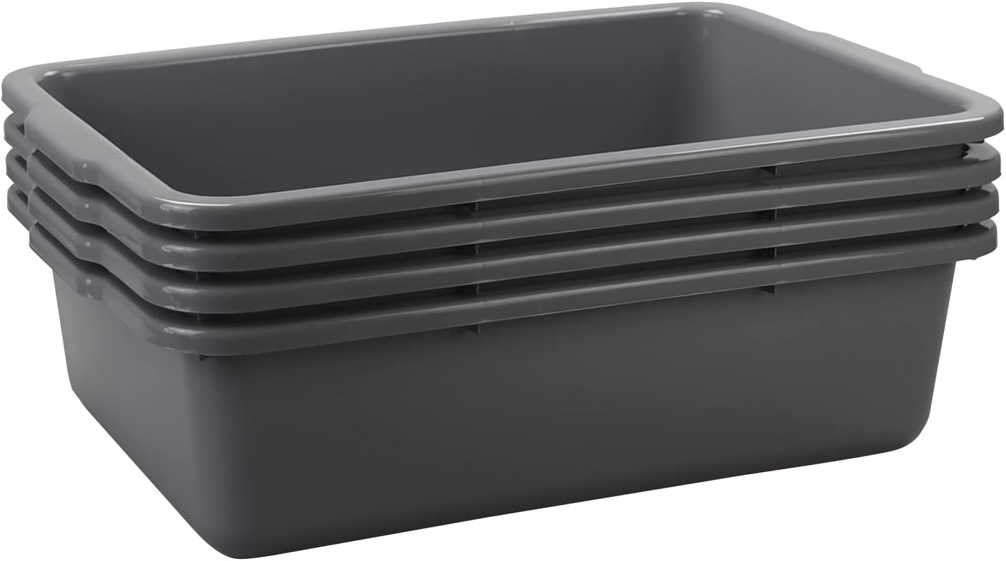 Large Plastic Bus Boxes, Gray Commercial Plastic Tubs, 32 L, 4-Pack ...