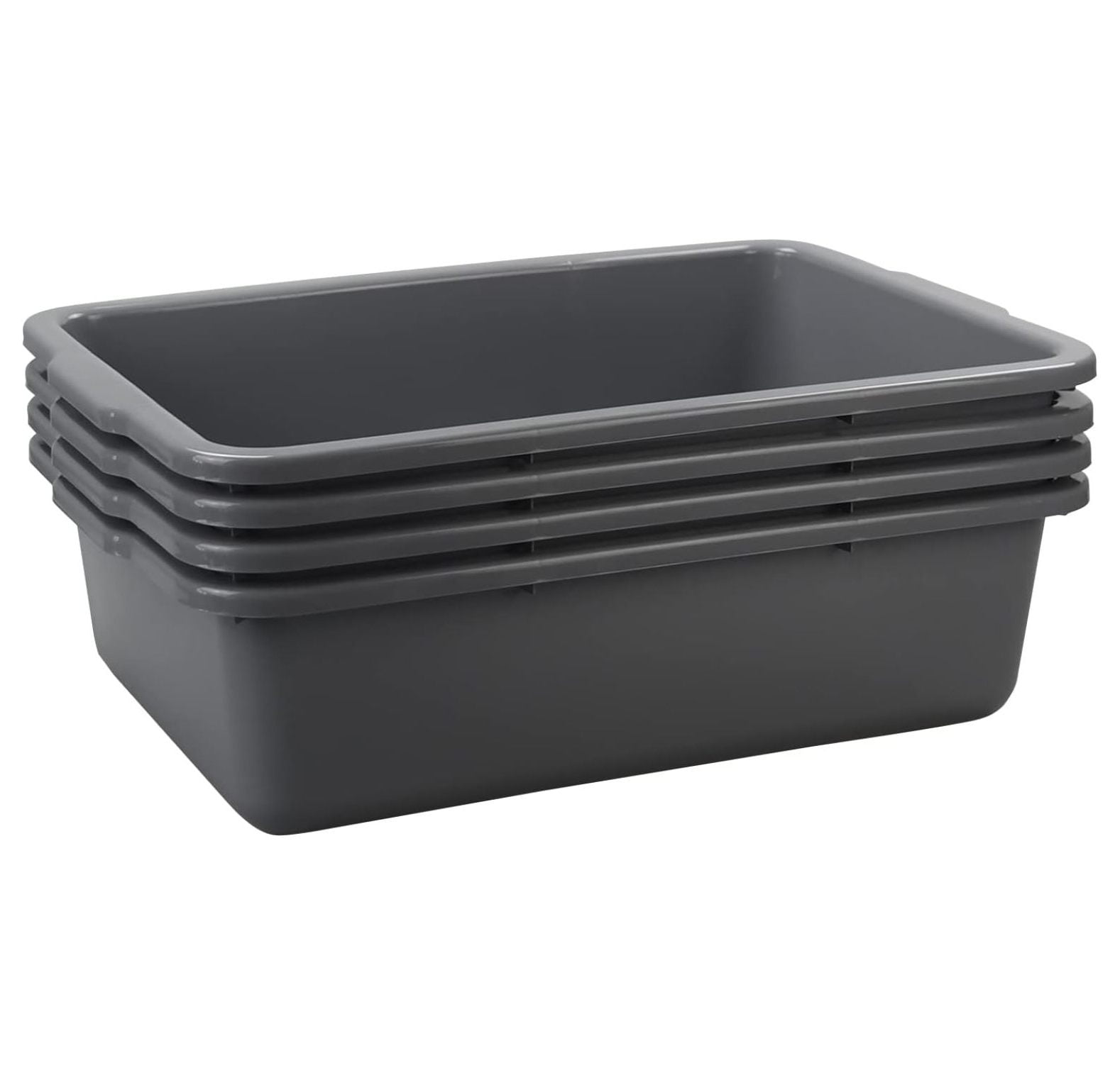 Large Plastic Bus Boxes, Gray Plastic Tubs, 32 L, 4-Pack - Walmart.com