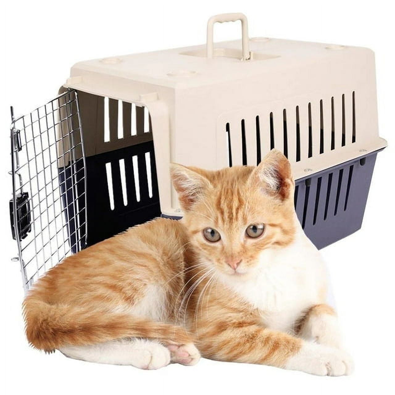 Large Plastic Cat & Dog Carrier Cage Portable Pet Box Airline Approved ...