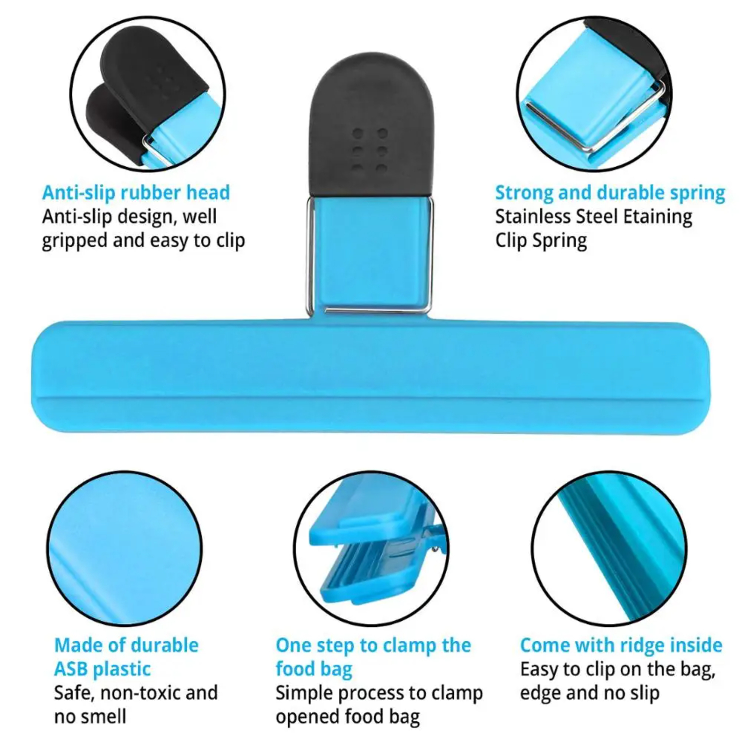 Large Plastic Chip Bag Clips for Tight Seal Grip on Assorted Food Bags ...