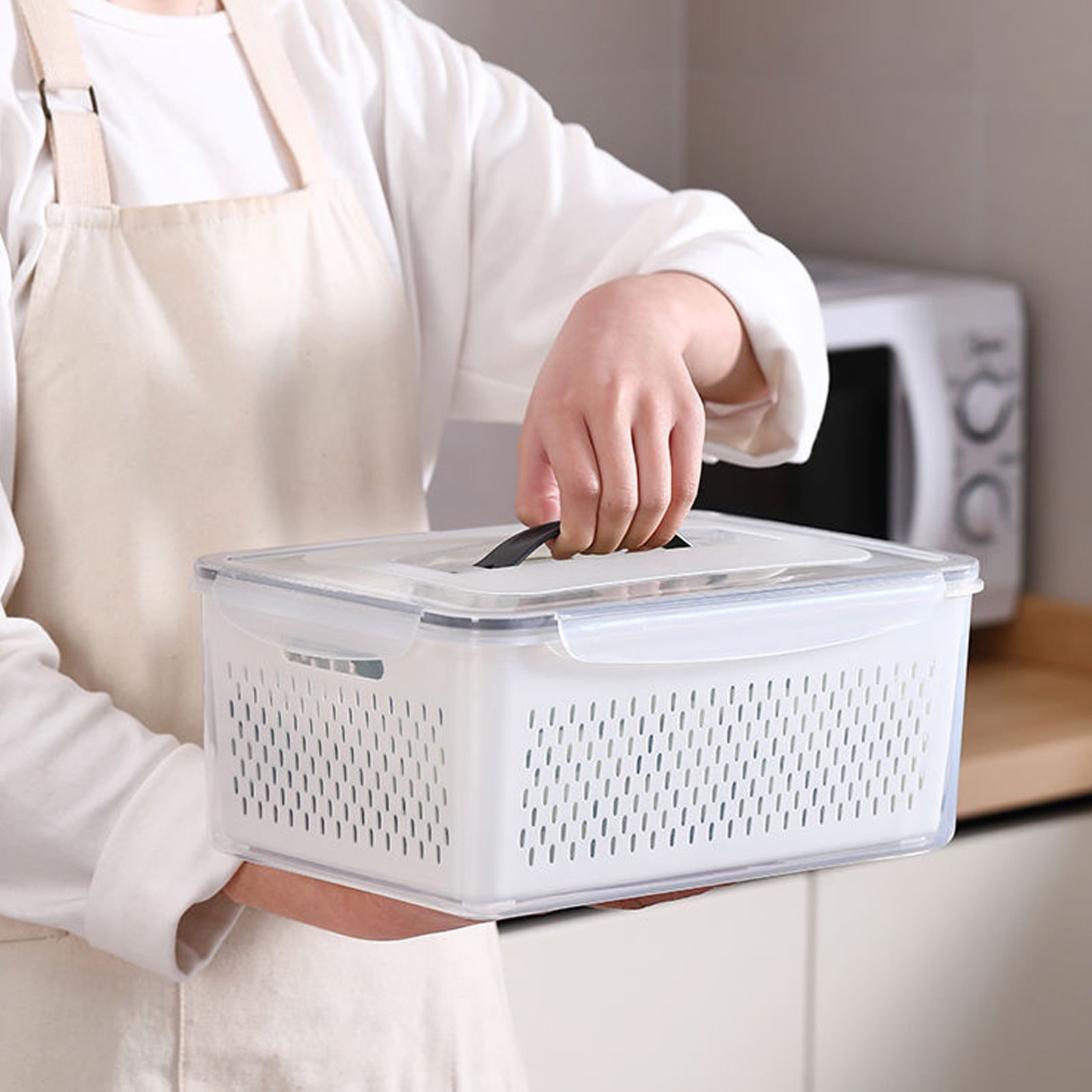 Large Plastic Food Storage Container with Vents-32x23x14cm Fridge ...