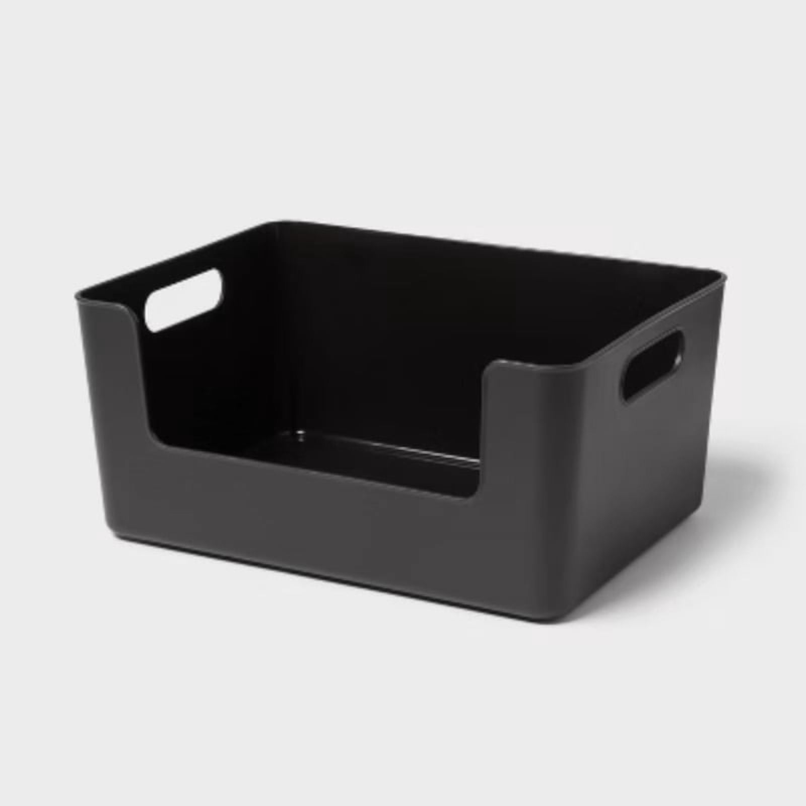 Large Plastic Open Face Pantry Bin Black - Kitchen Cabinet Organizer ...