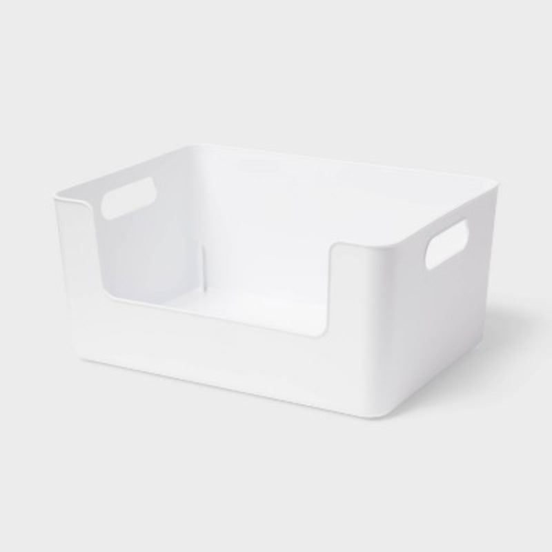 Large Plastic Open Face Pantry Bin White: Kitchen Cabinet Organizer, 13 ...