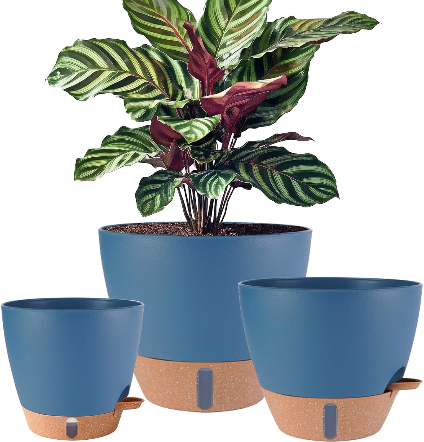 Large Plastic Planter with Drainage Holes, Water Level Indicator & Deep ...