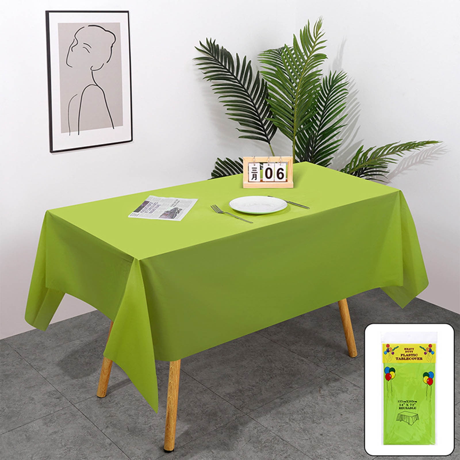 Large Plastic Rectangle Table Cover, 72 x 54 in, Disposable Heavy Duty ...