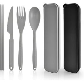 Navaris Titanium Folding Utensil Set - Fork Knife Spoon Foldable Metal ...