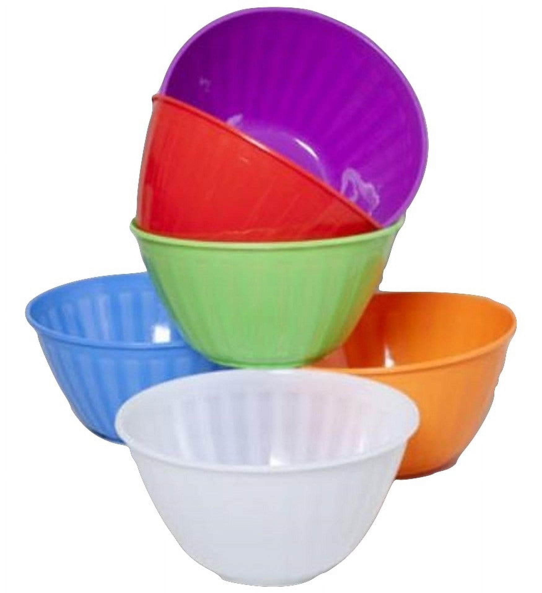 Large Plastic Ribbed Serving Bowls BPA Free Multicolor Set of 6 ...