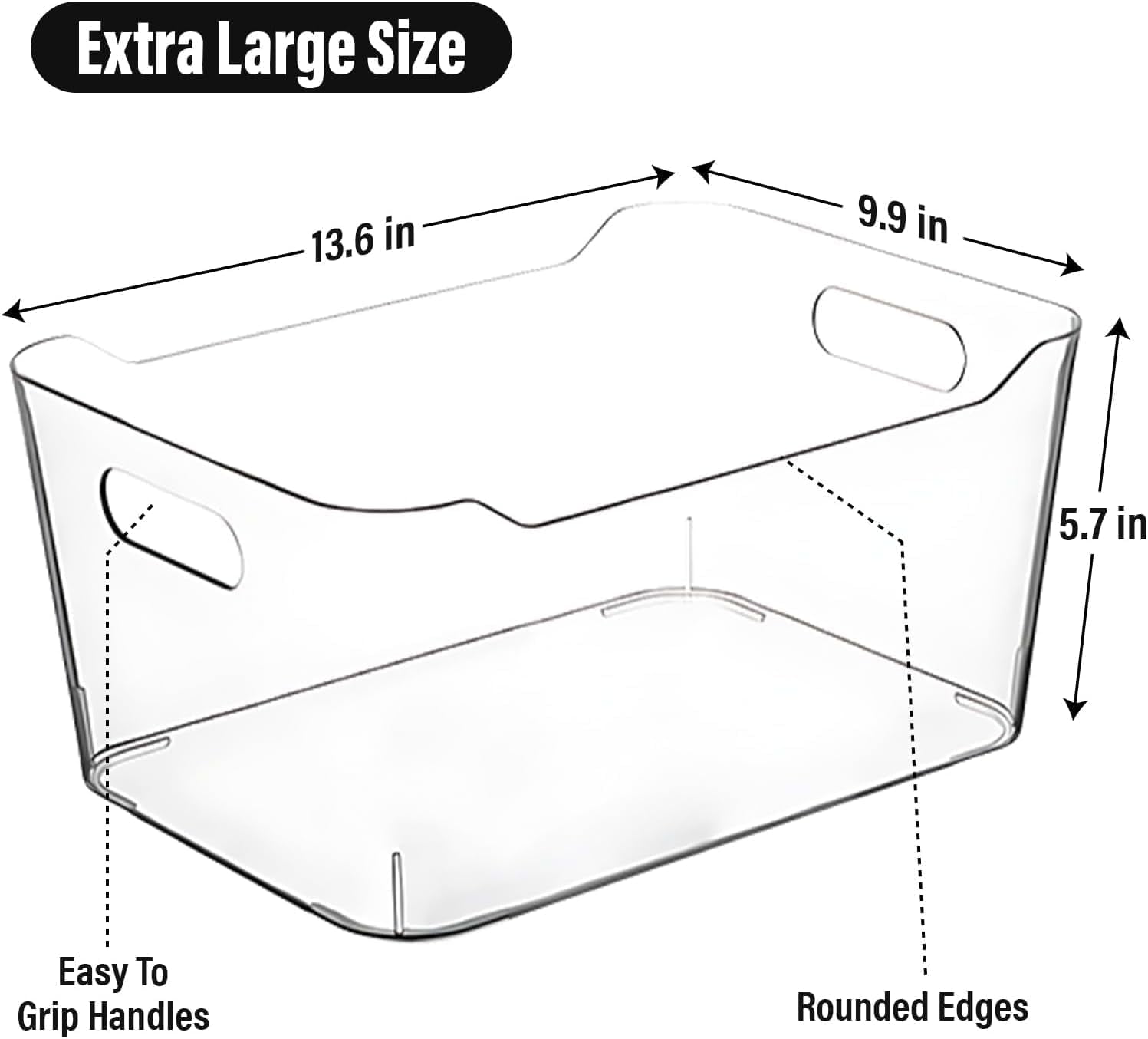 Large Plastic Storage Bins for Kitchen, Pantry, Fridge, Laundry ...