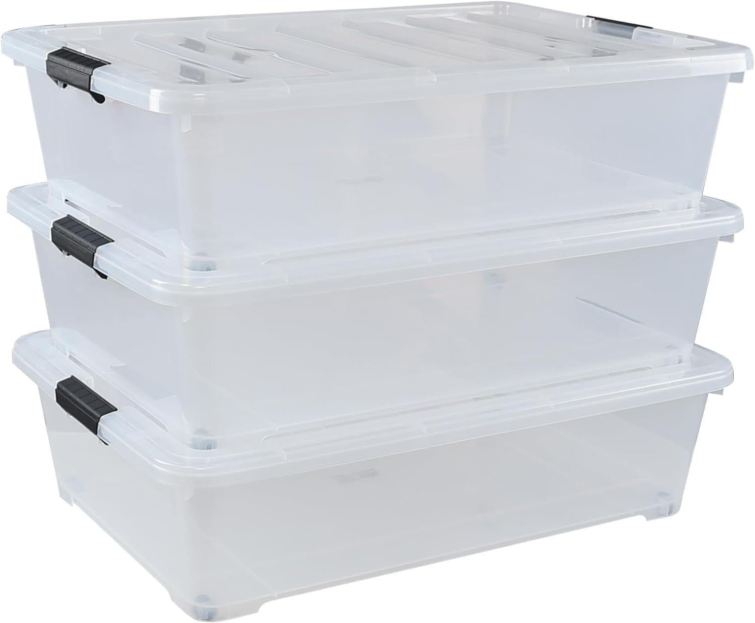 Large Plastic Storage Underbed Container, 3-Pack Clear Under Bed ...
