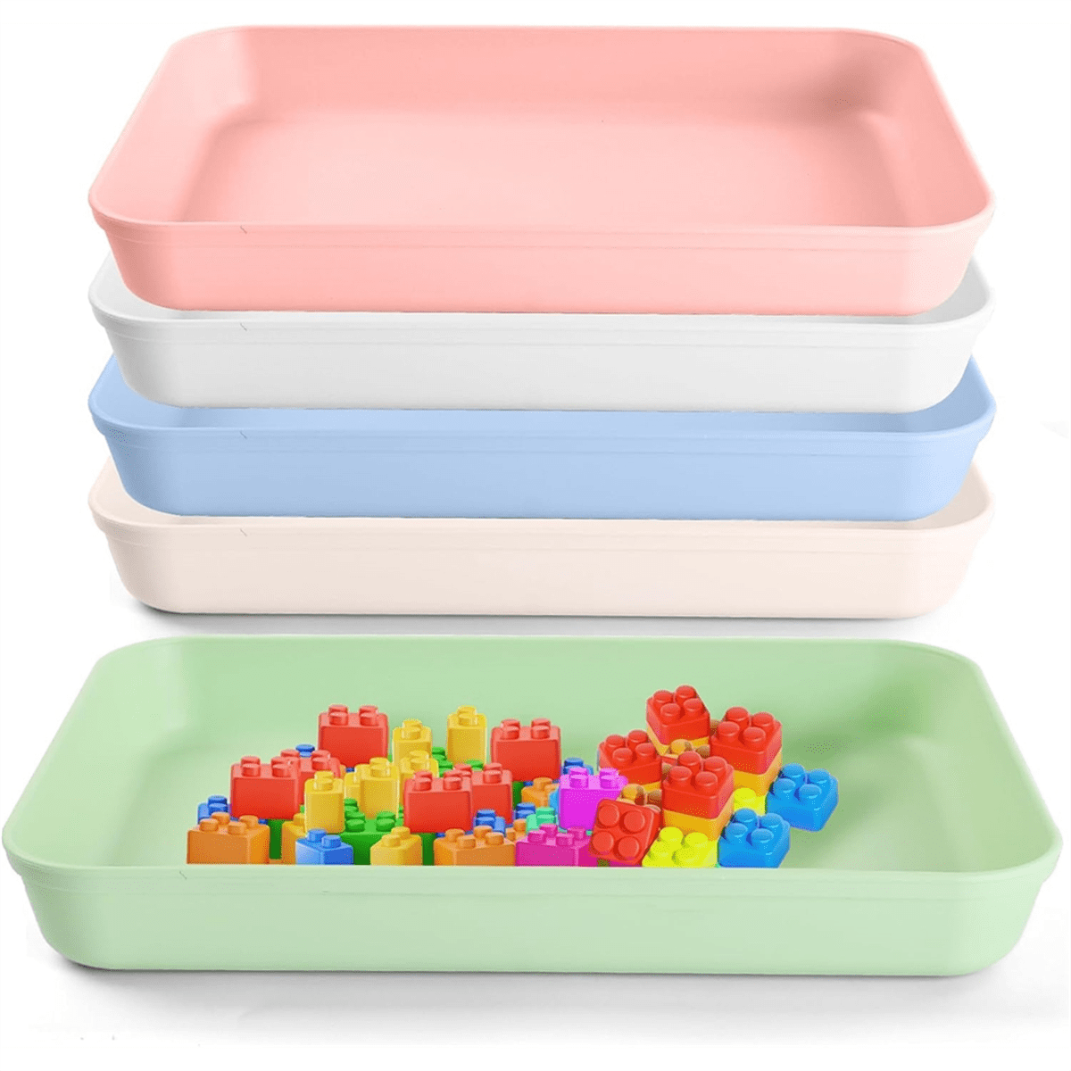 Large Plastic Tray, Stackable Art Trays, 5 Pack Paint Tray Crafts ...