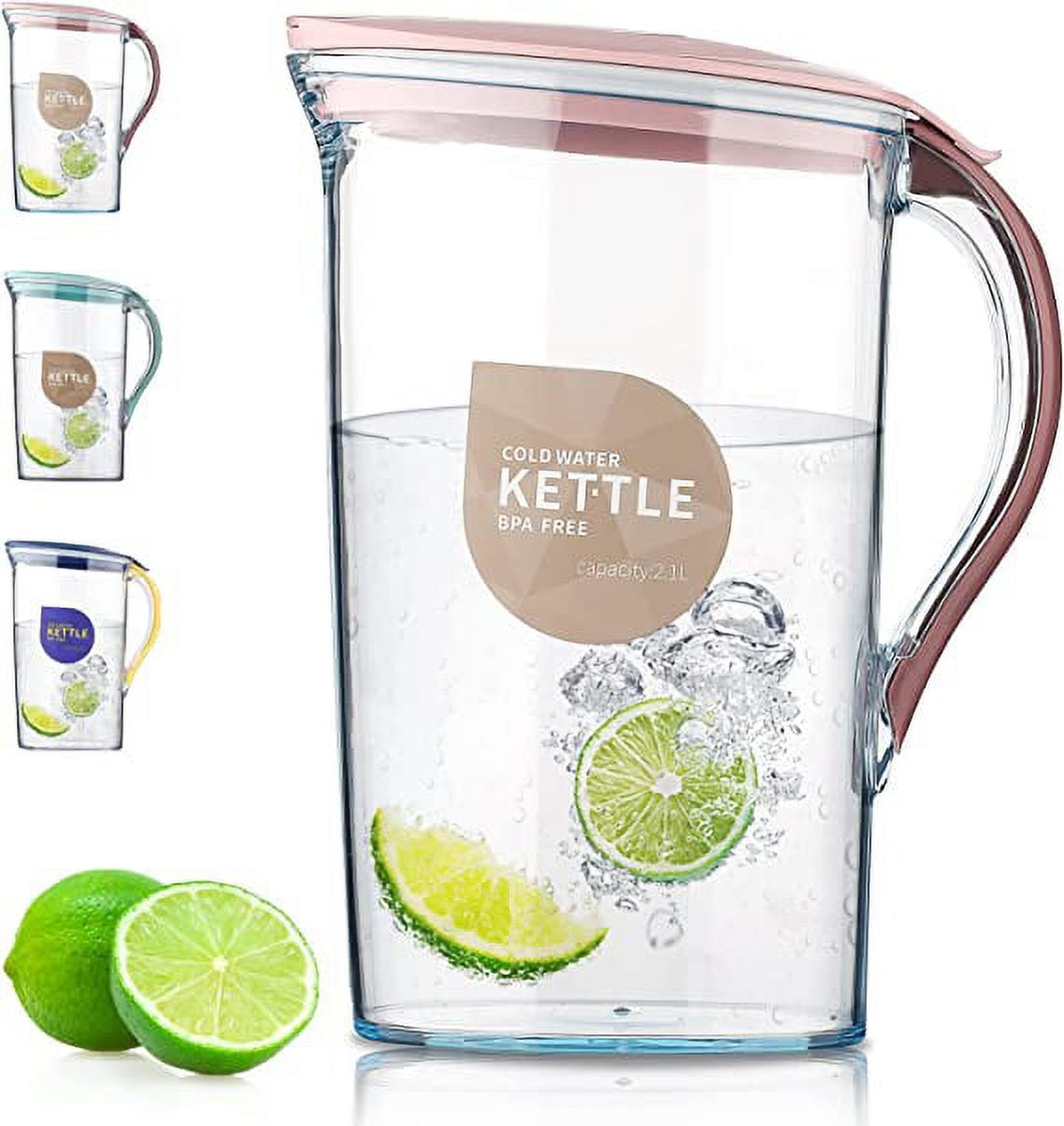 Large Plastic Water Pitcher with Lid Water Carafe with Lids – BPA-Free ...