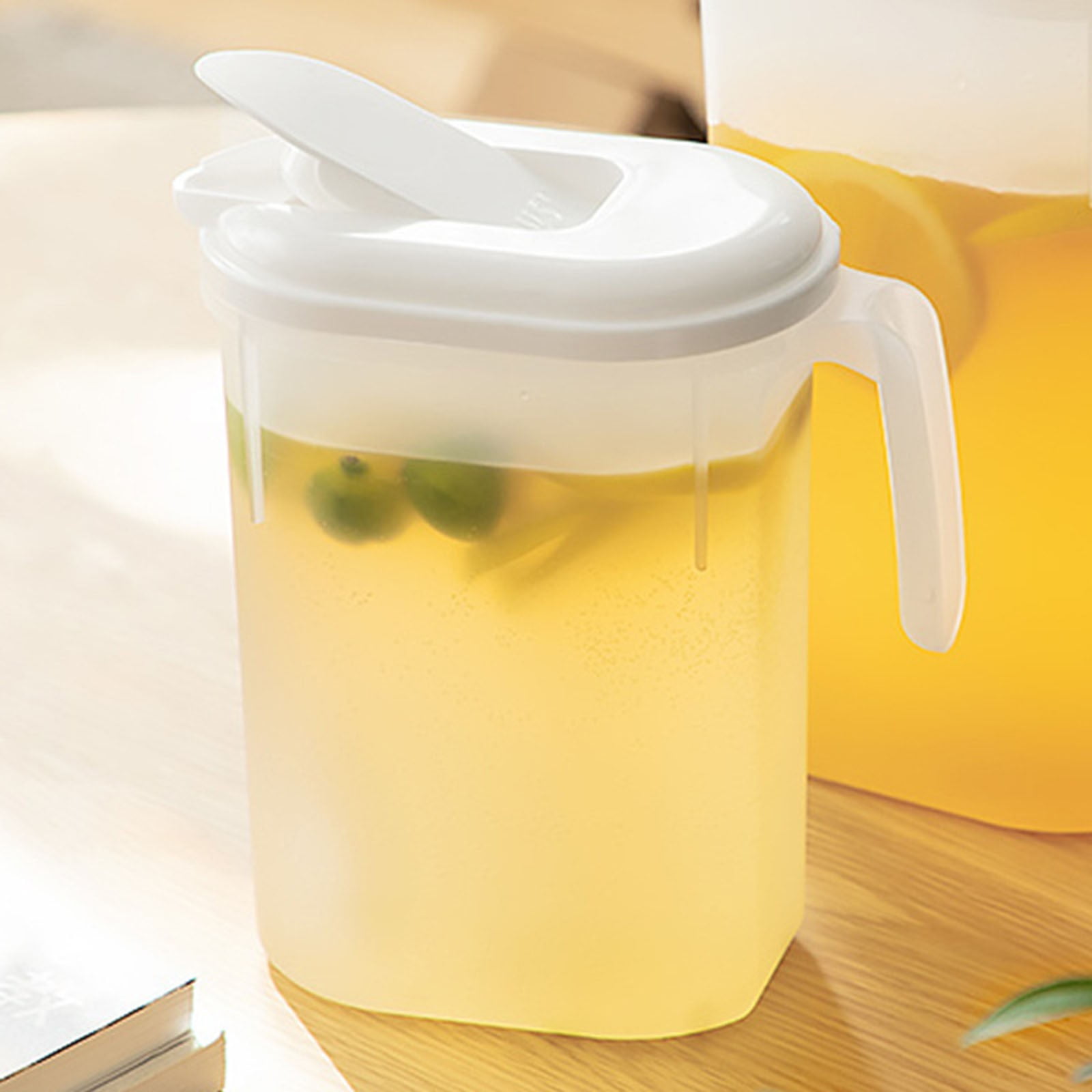 Large Plastic Water Pitcher with Lid Square Water Carafe – BPA-Free ...