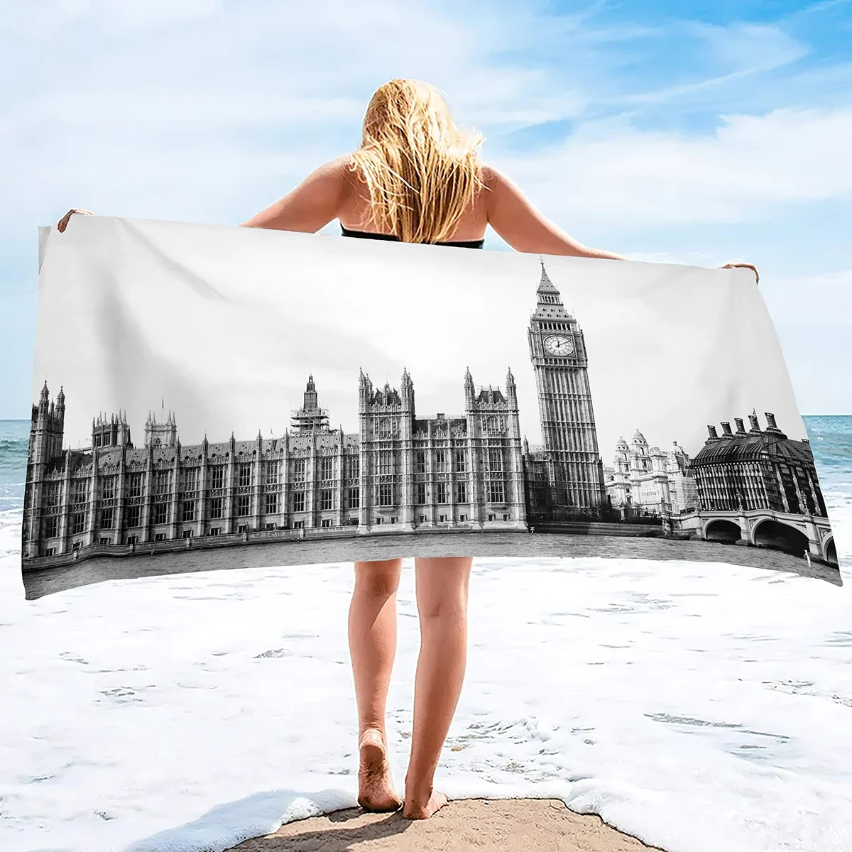 Large Plush Microfiber Beach Towel Quickly Absorbs Water, Fast Drying ...