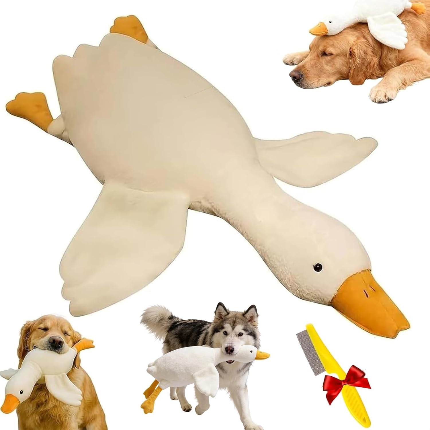 Large Plush White Duck Dog Toy,2026 New Large Plush Goose Dog Toy,Soft ...